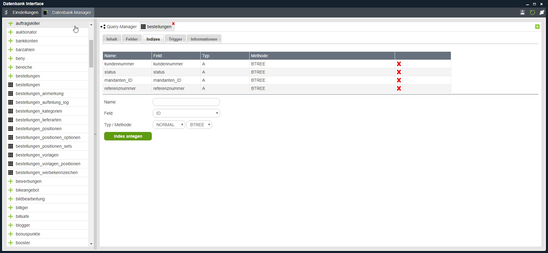 Erweiterte Funktionen: App Datenbank Interface