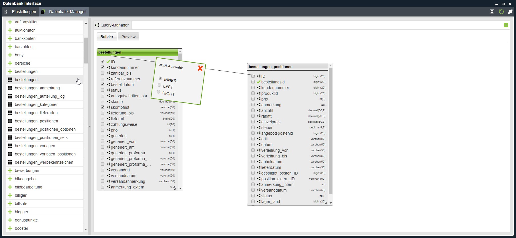 Erweiterte Funktionen: App Datenbank Interface