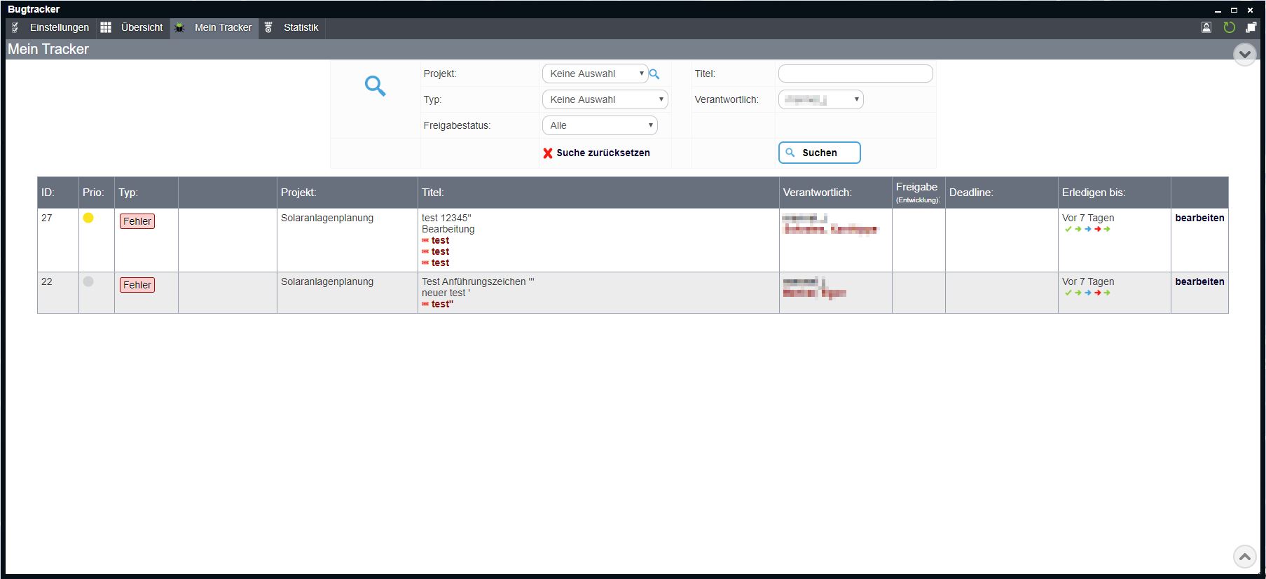 Online Projekterfassung | Aufgabenverwaltung mit dem Bugtracker