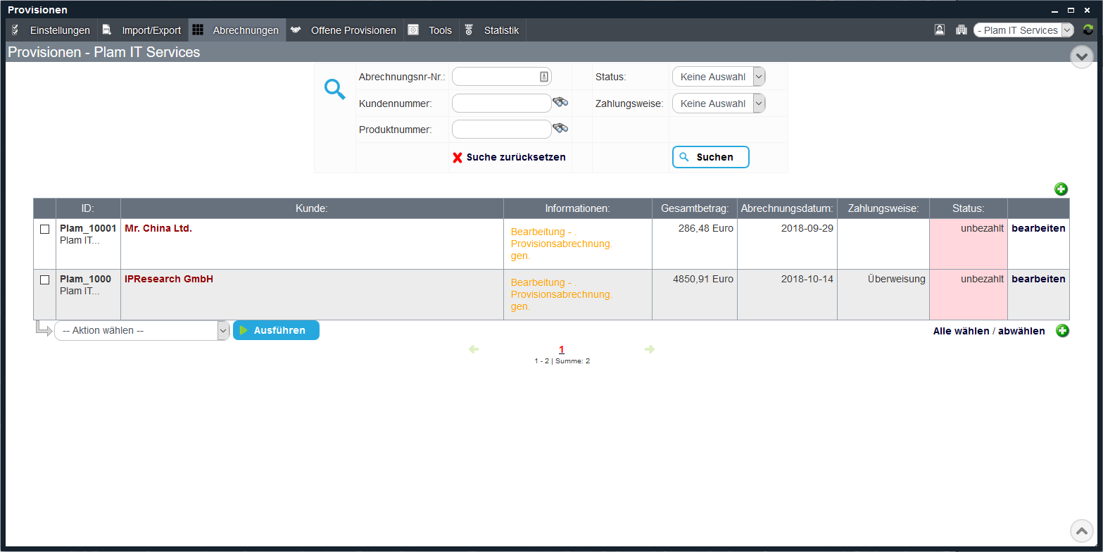 Provisionsabrechnung Software | Provision Accounting